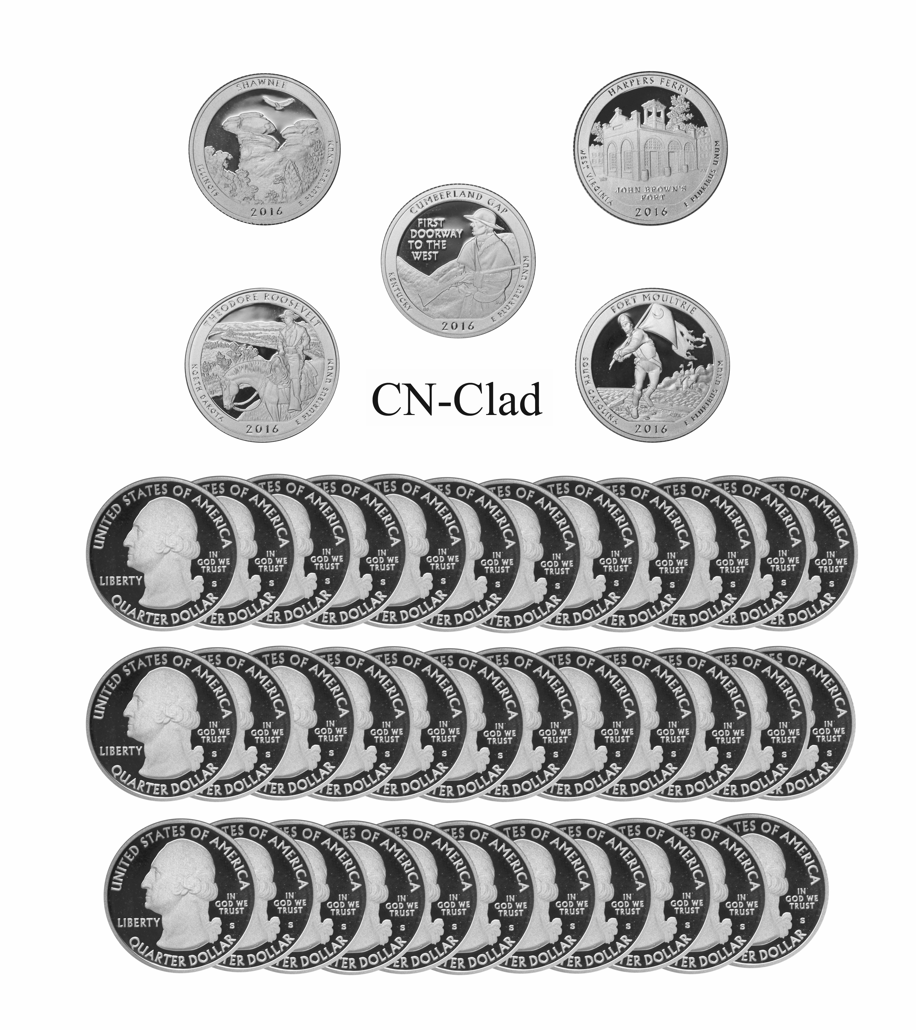 2016 S Parks Quarter ATB Proof Roll Gem Deep Cameo CN-Clad 40 US Coins ...